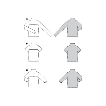 Patron Burda 5774 - T-shirt col cheminée et ouverture poitrine