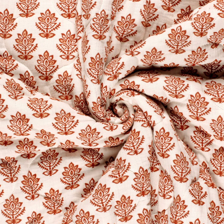 Tissu matelassé double gaze - Abstrait blanc cassé