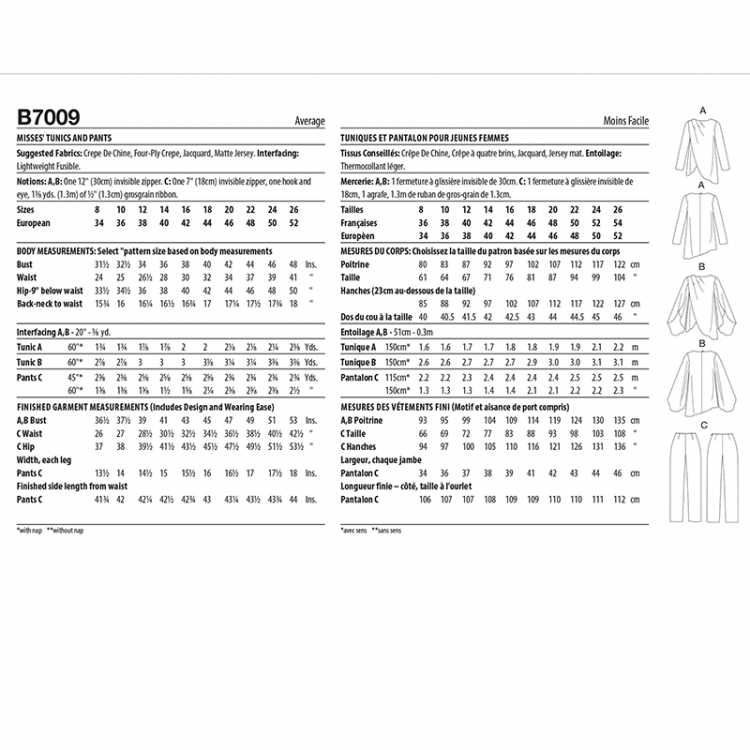 Patron Butterick 7009 - Ensemble femme