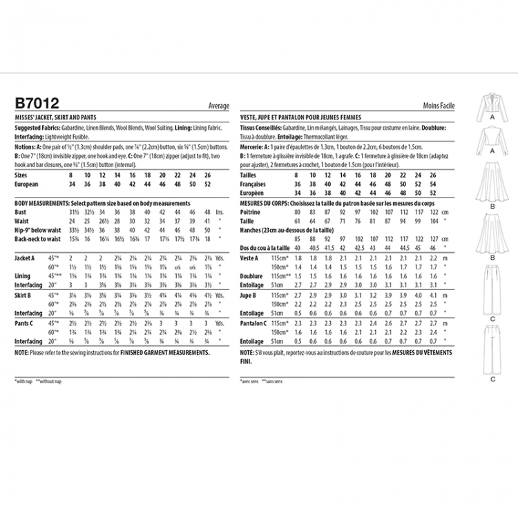 Patron Butterick 7012 - Ensemble femme