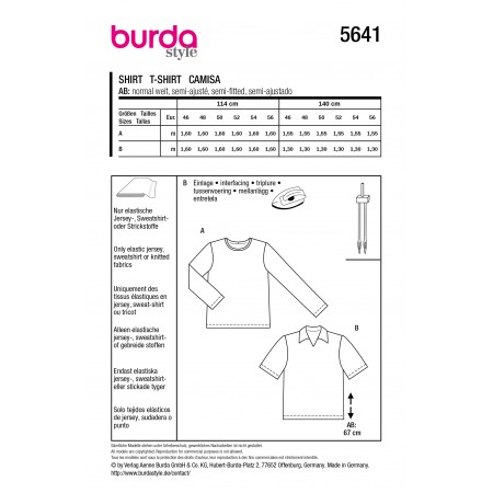 Patron Burda 5641 - Vareuse ou t-shirt