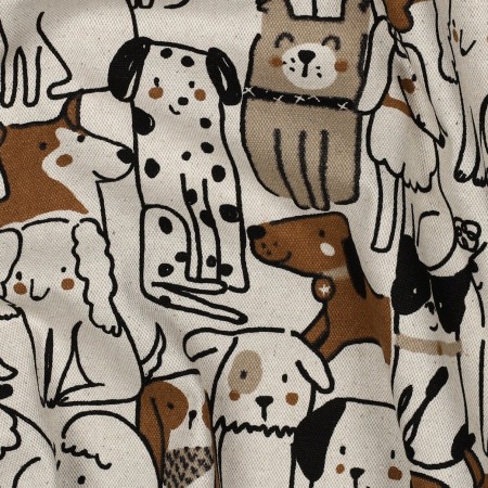 Tissu toile de coton - Chien fond naturel