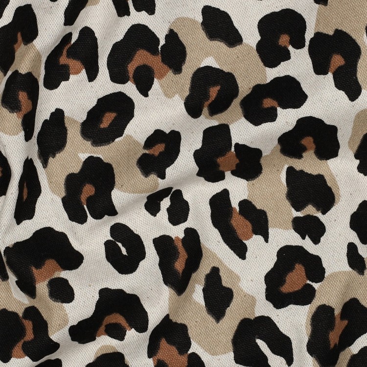 Tissu toile de coton - Léopard naturel
