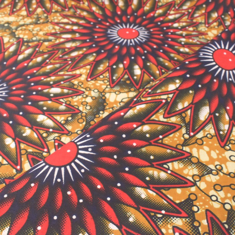 Tissu wax - Jaune et rouge