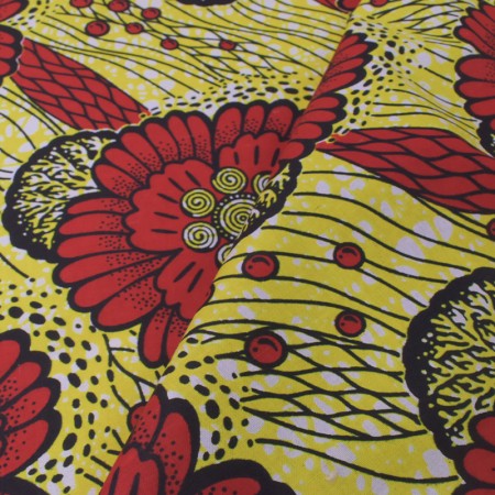 Tissu wax - Paille rouge