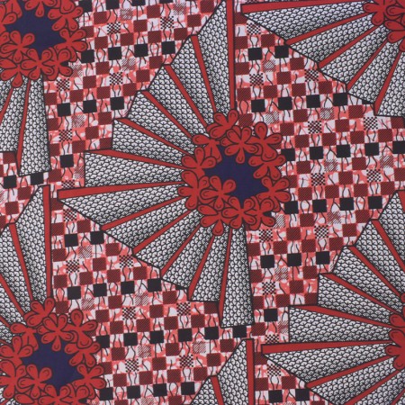 Tissu wax - Rouge bleu