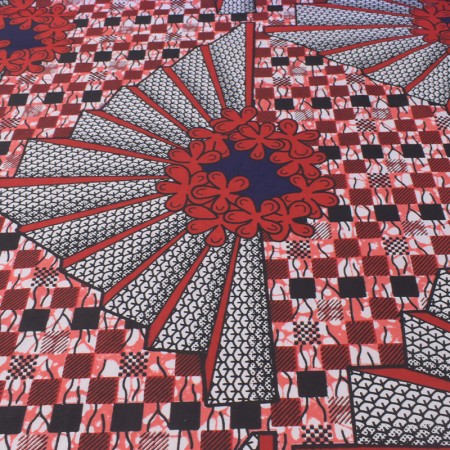 Tissu wax - Rouge bleu