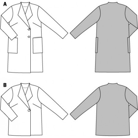 Patron Burda 6736 - Veste, manteau à col châle à revers pointu