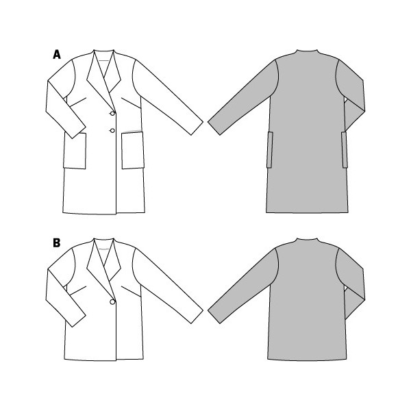 Patron Burda 6736 - Veste, manteau à col châle à revers pointu