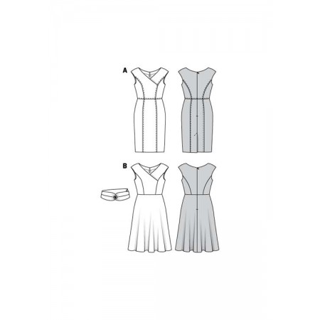 Patron Burda 6236 - Robe crayon à effet croisé, encolure portrait en V