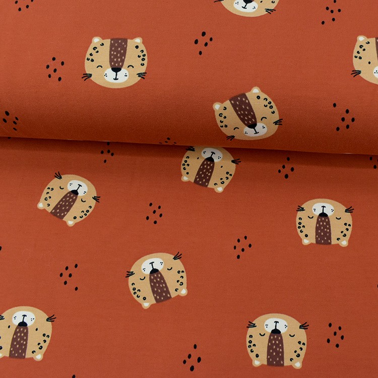 Tissu jersey - Léopard brique