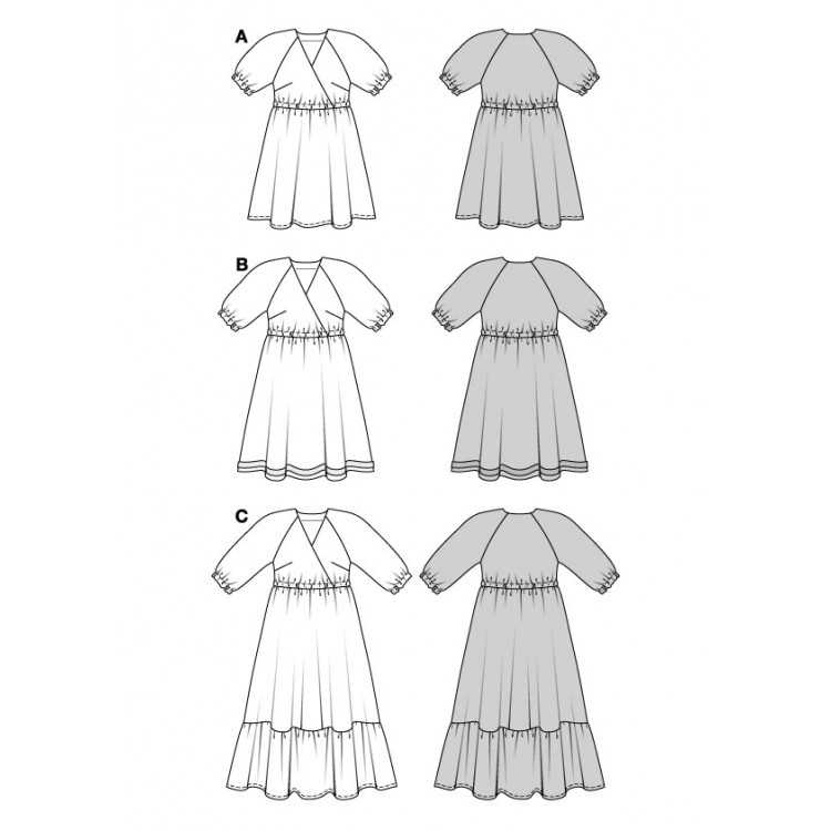 Patron Burda 5803 - Robe aspect cache-cœur et manches raglan